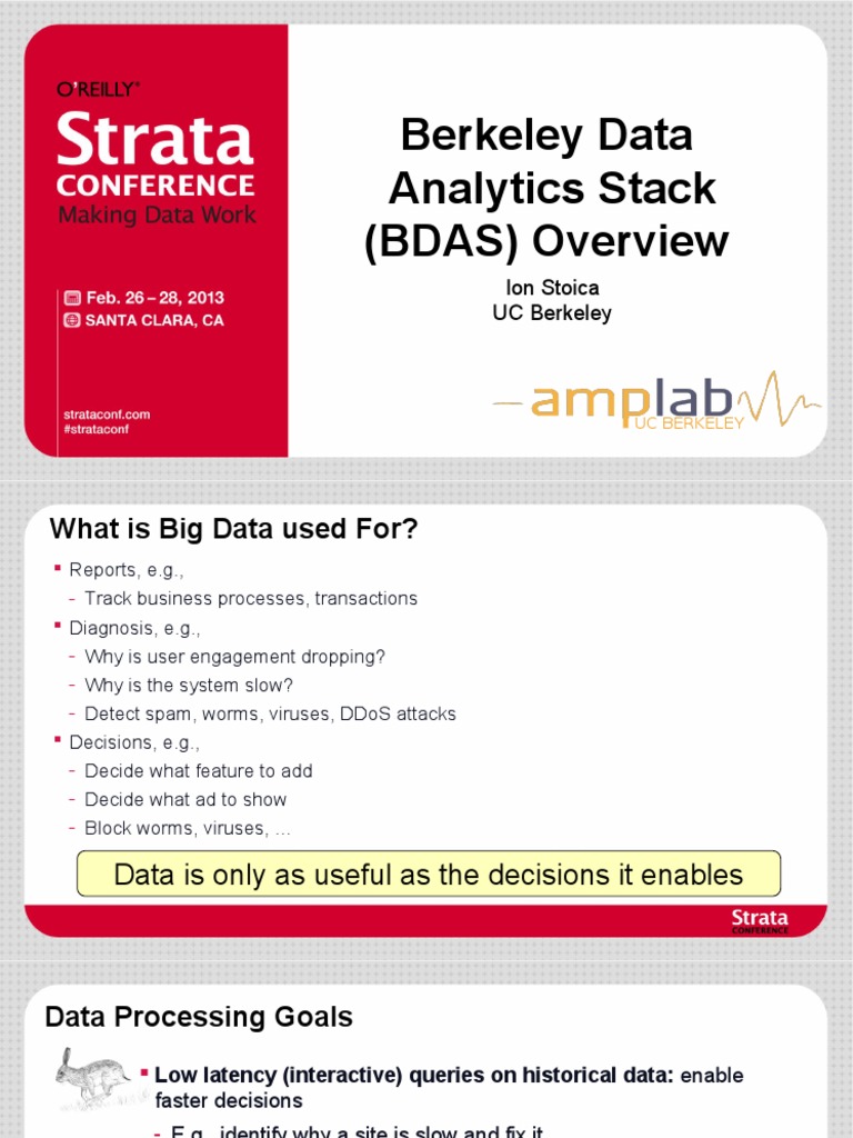 Berkeley Data Analytics Stack (BDAS) Overview: Ion Stoica UC Berkeley | PDF | Apache Spark ...