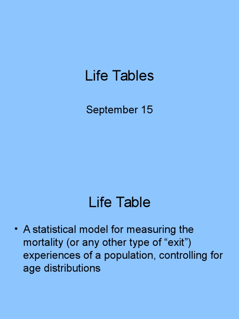 6.life Tables | PDF | Demography | Statistical Theory