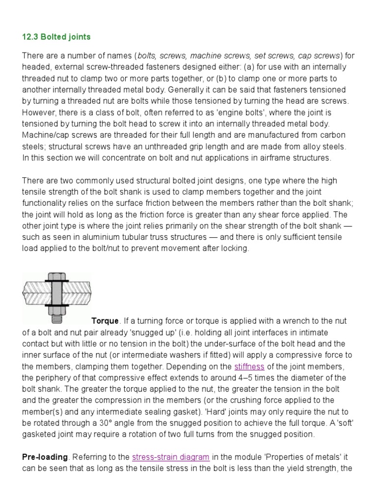 12.3 Bolted Joints: Torque. If A Turning Force or Torque Is Applied ...