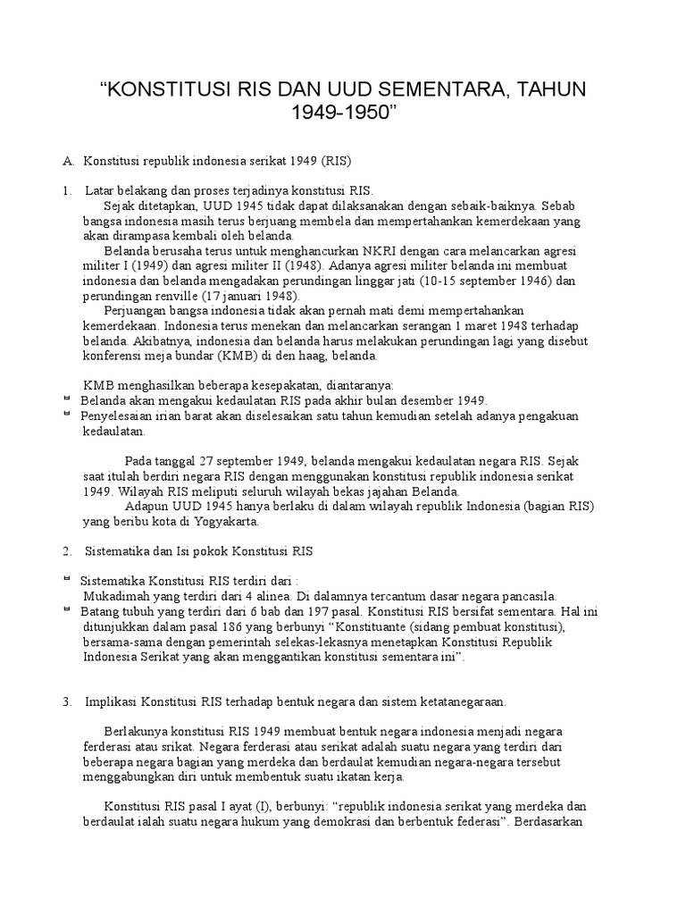 Konstitusi Ris Dan Uud Sementara | PDF | Hukum