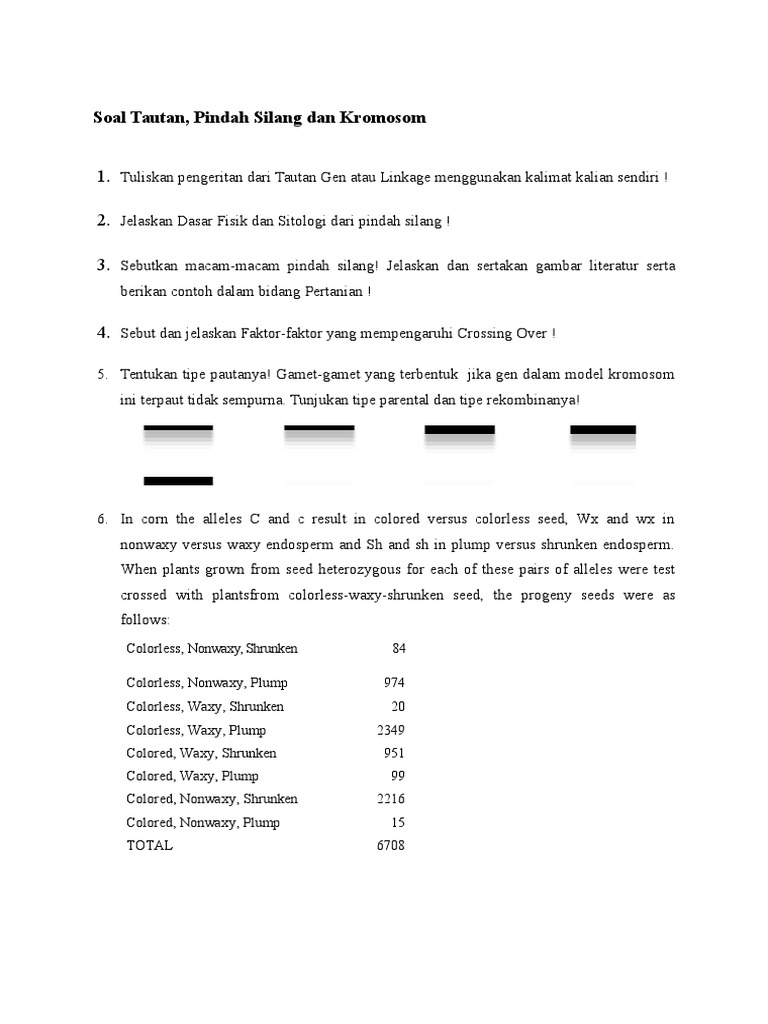 Pindah Silang & Tautan Gen: Analisis Kromosom | PDF