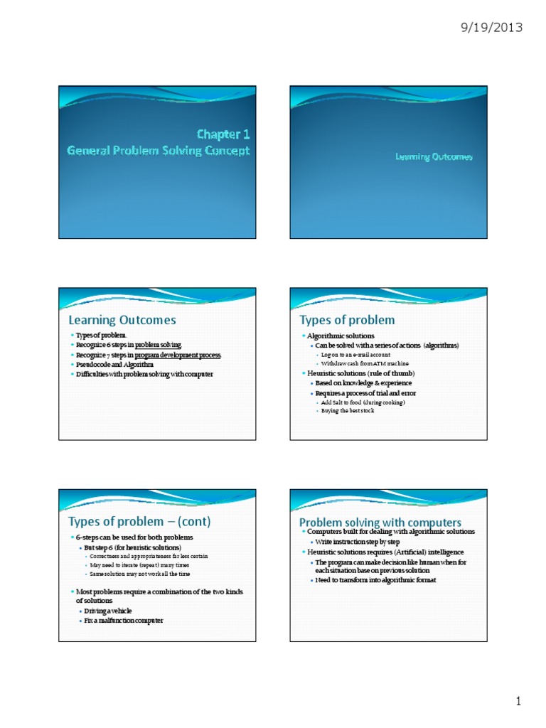Learning Outcomes Types of Problem: Problem Solving With Computers | PDF | Computer Program ...
