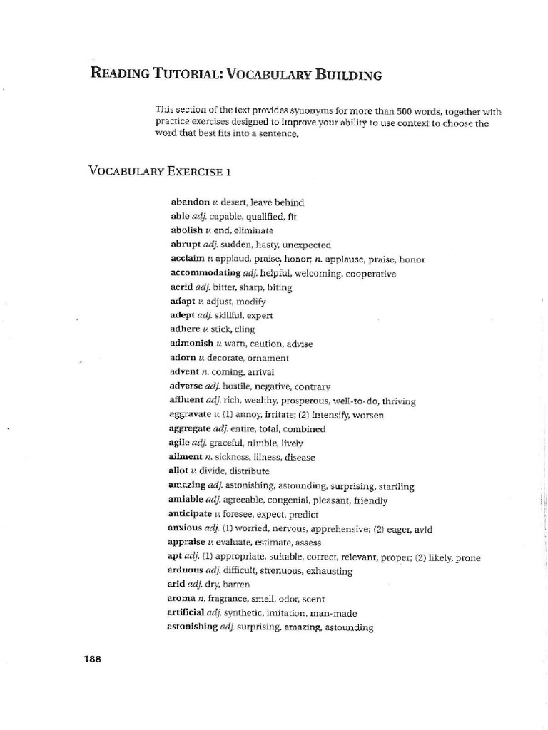 TOEFL Vocabulary Building | PDF