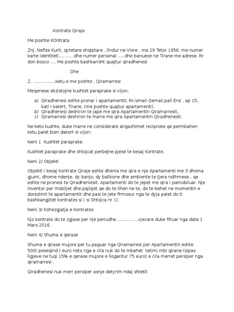 Kontrate Qiraje | PDF