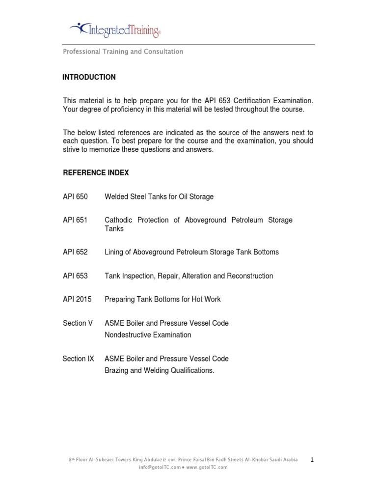 API 653 Certification Exam Prep Guide | PDF | Strength Of Materials | Welding