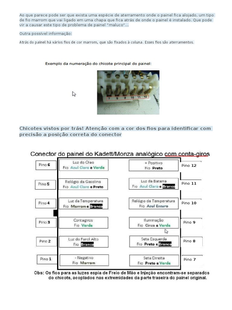 Esquema Painel Kadett | PDF | Temperatura | Carro