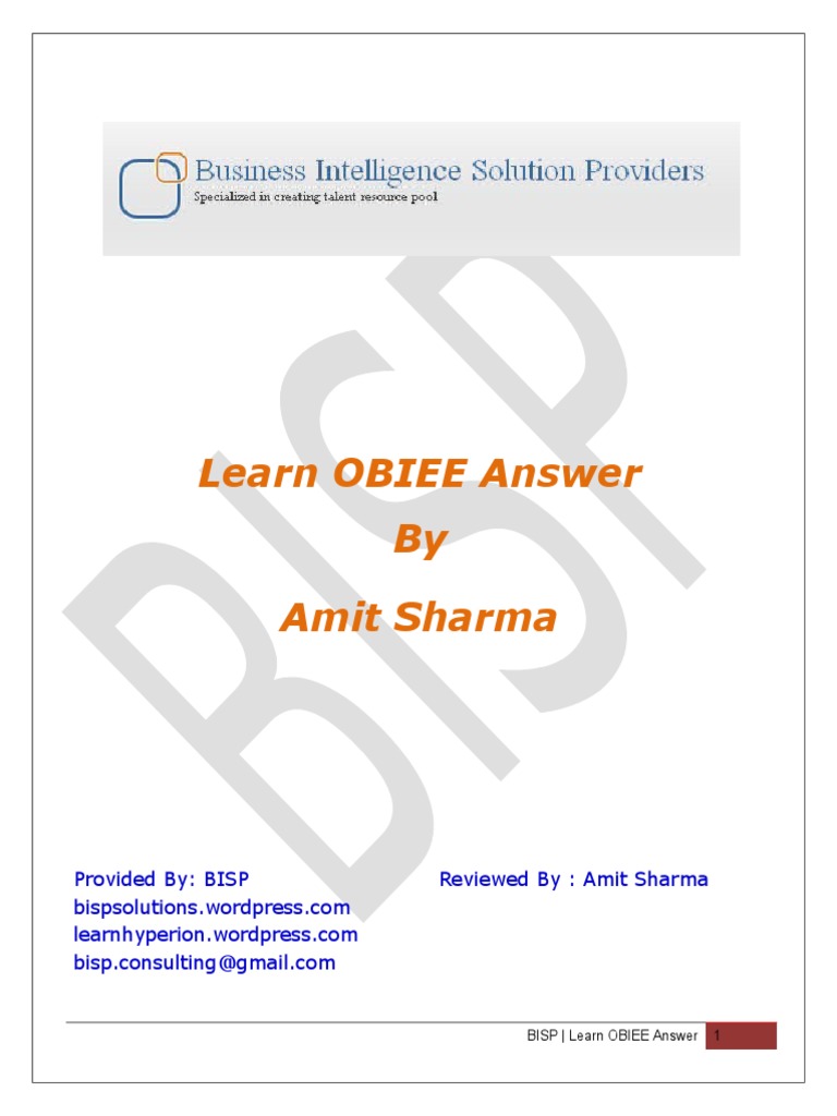 Learn OBIEE Answer by Amit Sharma | PDF | Areas Of Computer Science ...