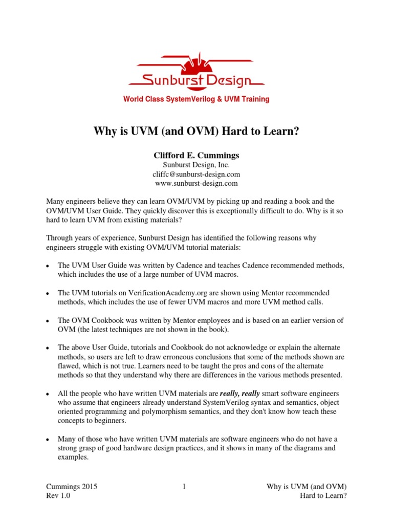 Cummings Why UVM Is Hard To Learn | PDF | Areas Of Computer Science ...