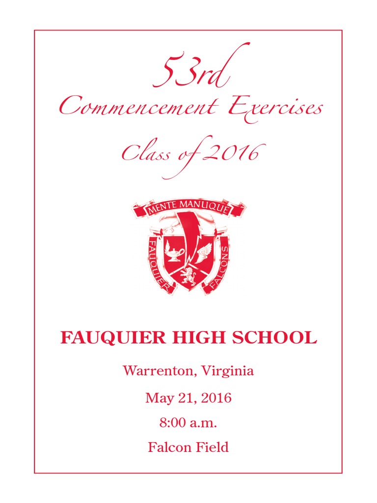 Fauquier High School Graduation Program 2016 | PDF