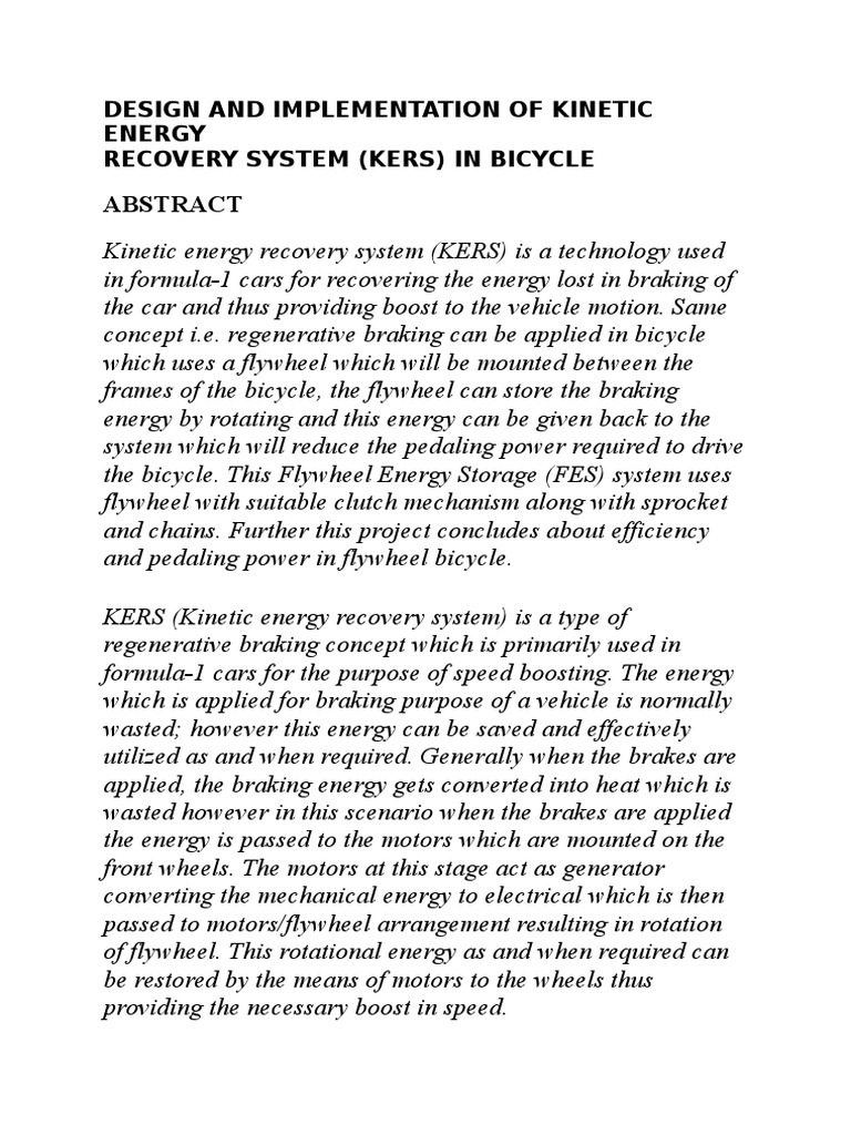 Design and Implementation of Kinetic Energy | PDF | Brake | Wheeled ...