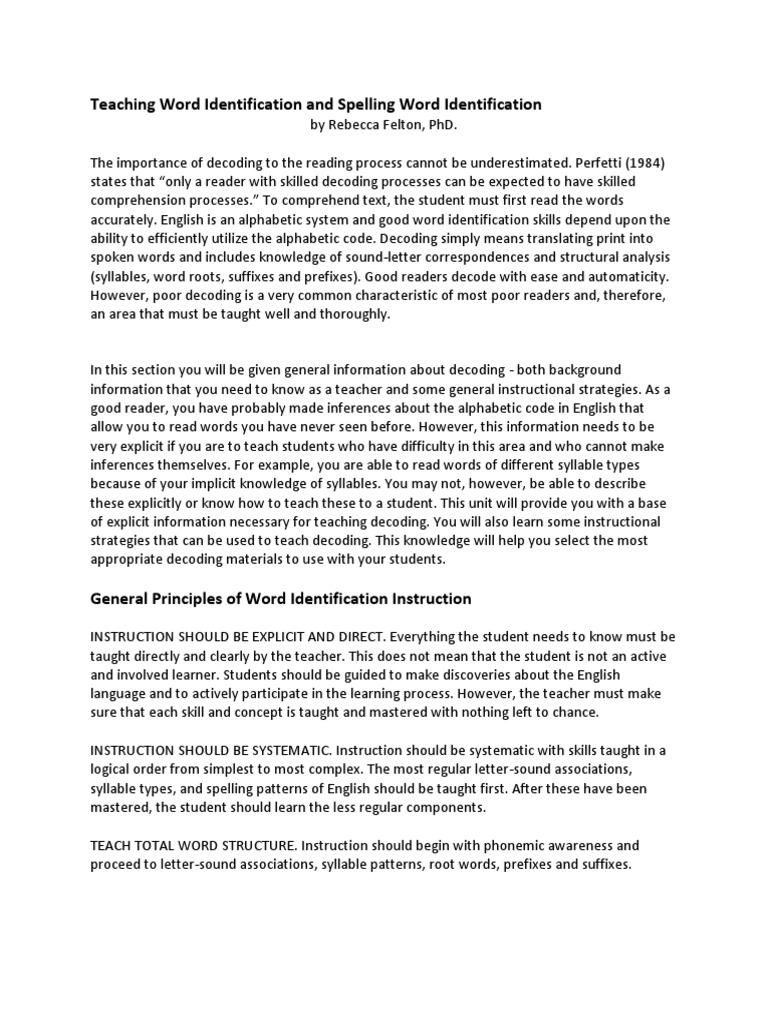Teaching Word Identification Strategies | PDF | Syllable | Consonant