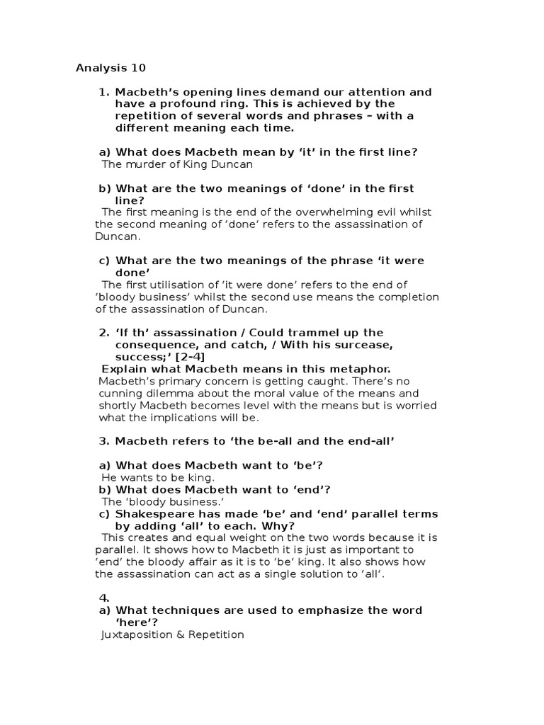 Macbeth Analysis | PDF | Macbeth | Judas Iscariot