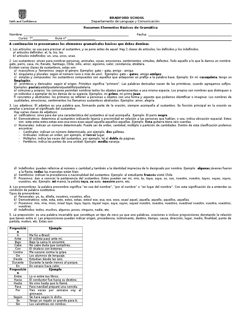 Elementos Básicos de La Gramática | PDF | Sustantivo | Adjetivo