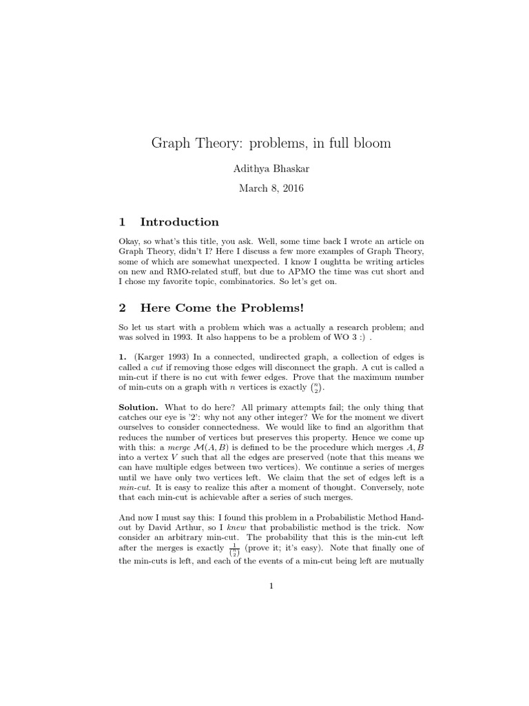 Graph Theory Problems Explored | PDF | Vertex (Graph Theory) | Graph Theory