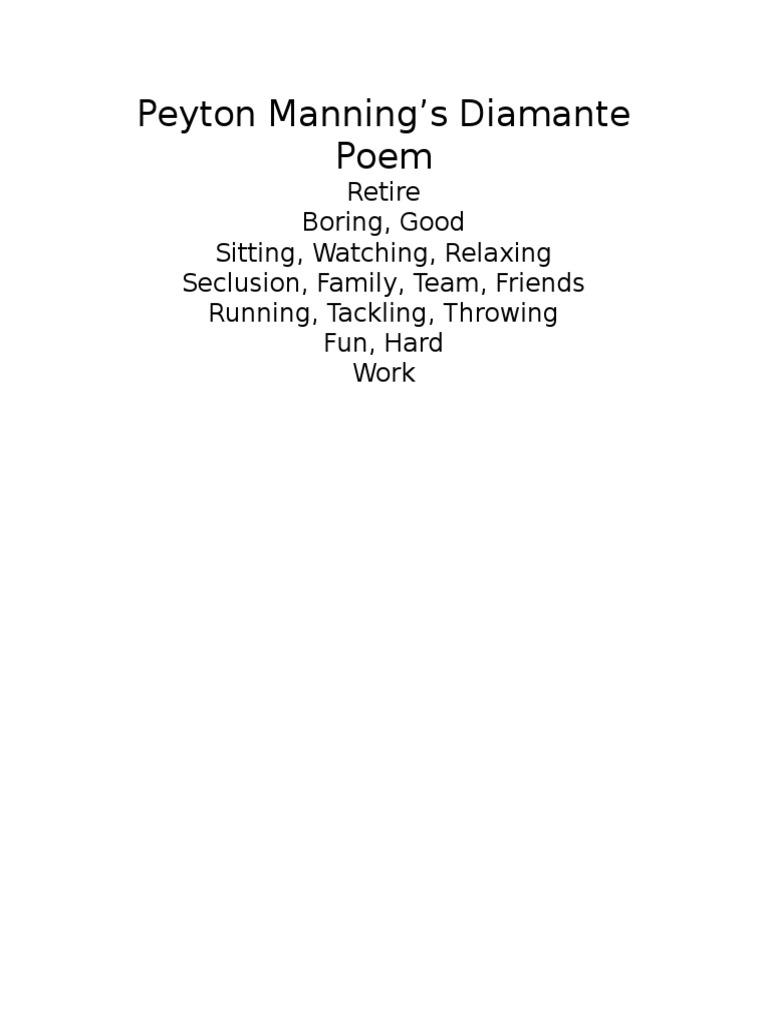 Peyton Manning Poem | PDF
