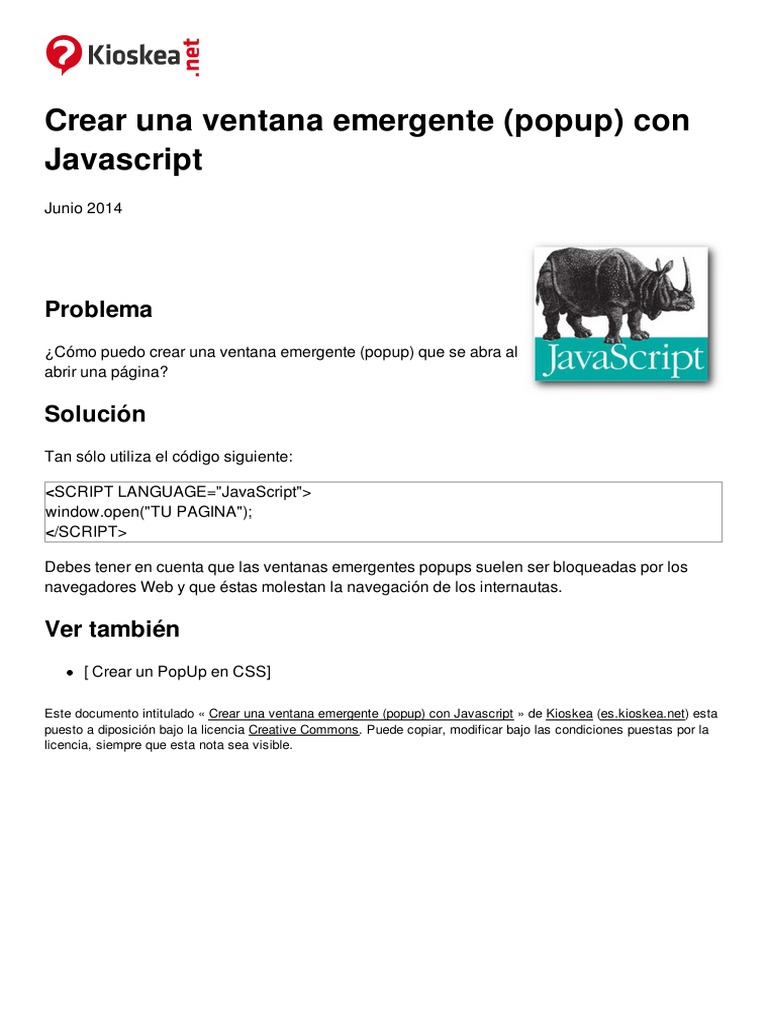 Crear Una Ventana Emergente Con Javascript | PDF | Negocios | Arte