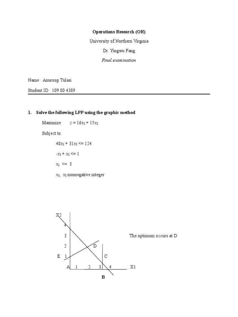 Final Examination: Operations Research (OR) | PDF | Science & Mathematics