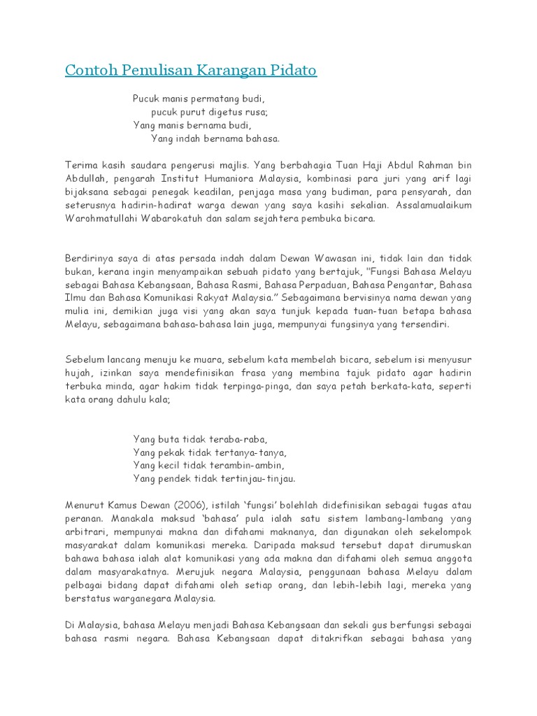 Contoh Penulisan Karangan Pidato Pdf - Riset