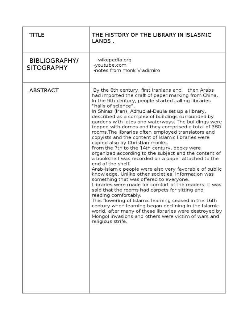 History of Libraries in Islamic Lands | PDF | Social Science | Classics