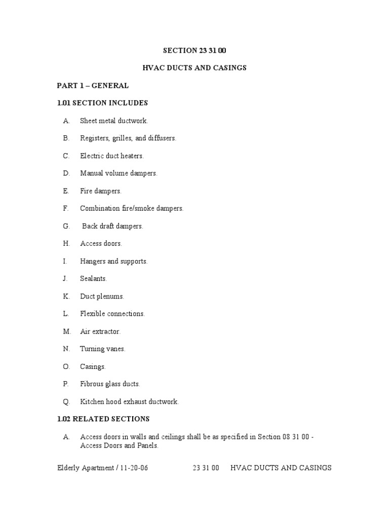 23 31 00 Hvac Ducts and Casings | PDF | Duct (Flow) | Hvac