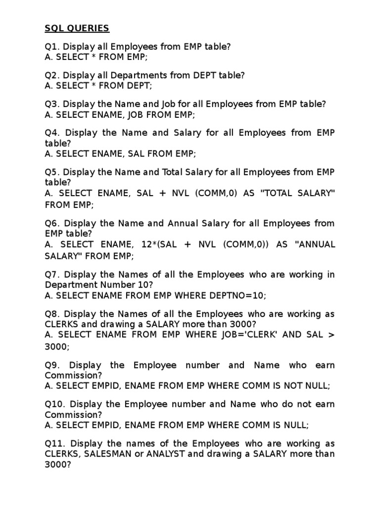 SQL Queries | Download Free PDF | Salary | Computer Data