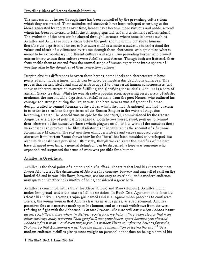 The Progression of "Heroes" in Literature Since Classical Times | PDF ...