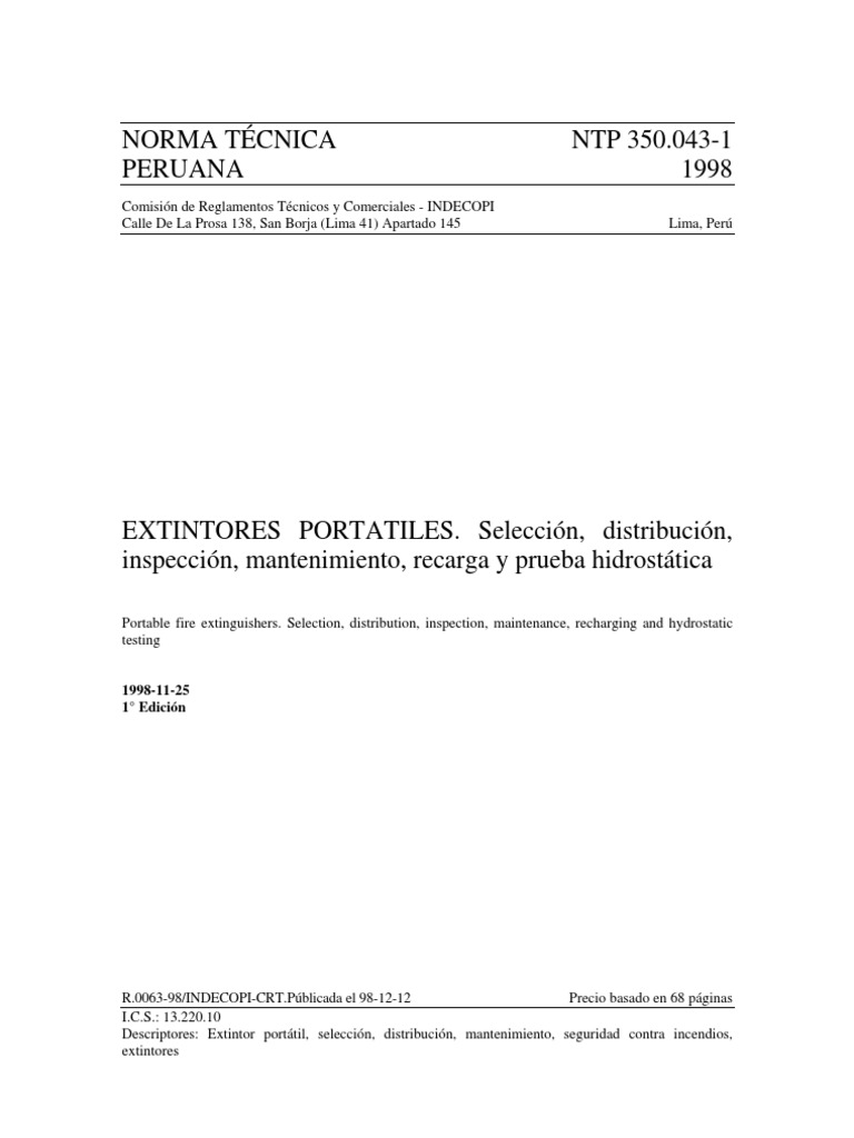 NTP 350.043-1 (Extintores Portátiles) | PDF | Química | Incendios
