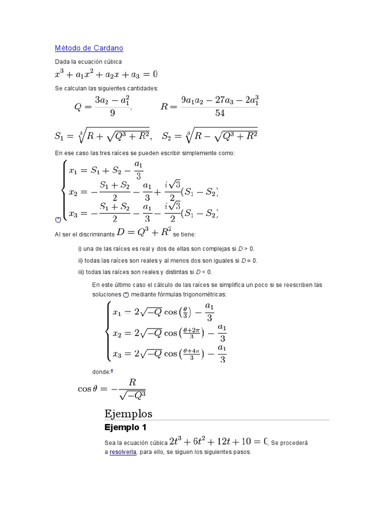 Método de Cardano Para Resolver Ecuaciones de 3º Grado