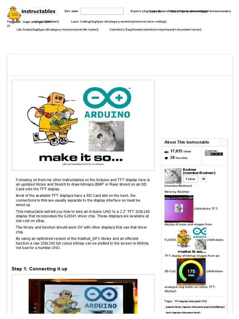 Arduino Tft Display Of Bitmap Images From An Sd Card All Pdf File Format Typefaces