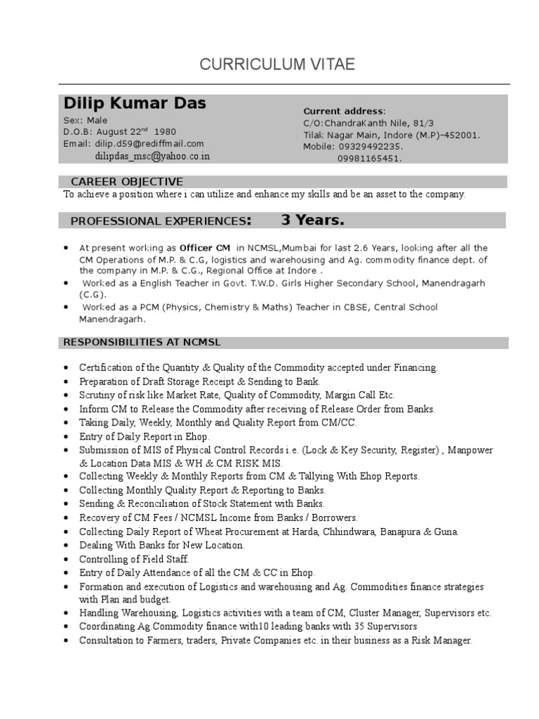 Dilip Kumar Das: Curriculum Vitae | PDF | Behavior Modification | Learning
