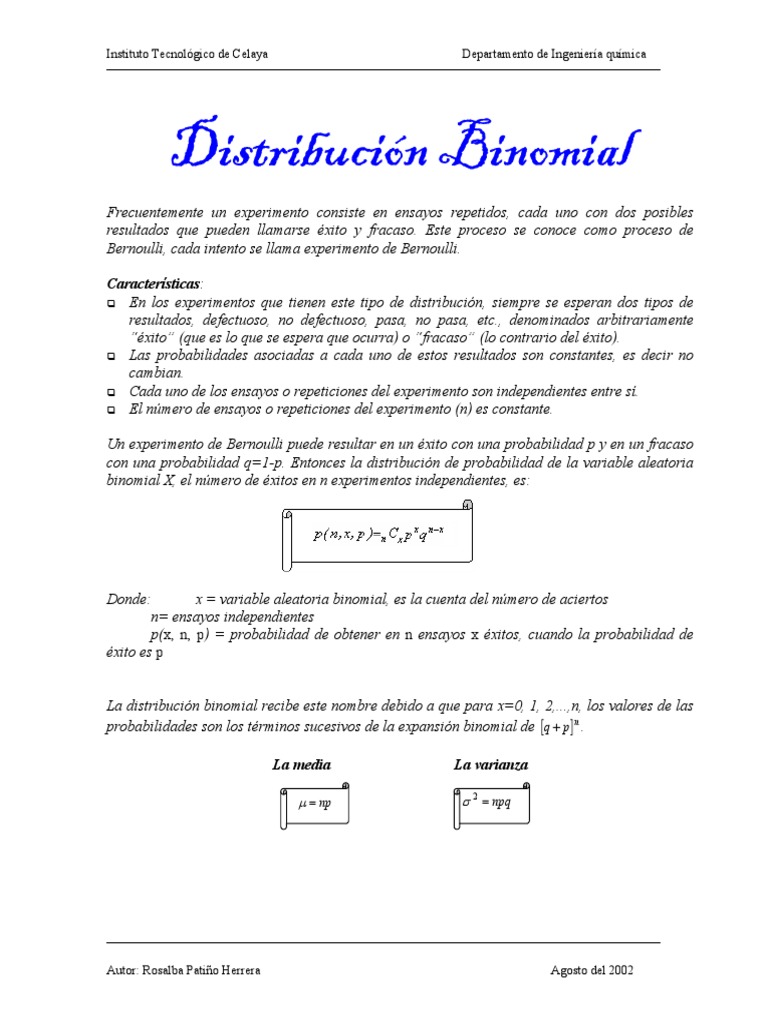 Distribución Binomial | PDF | Distribución de probabilidad | Probabilidad