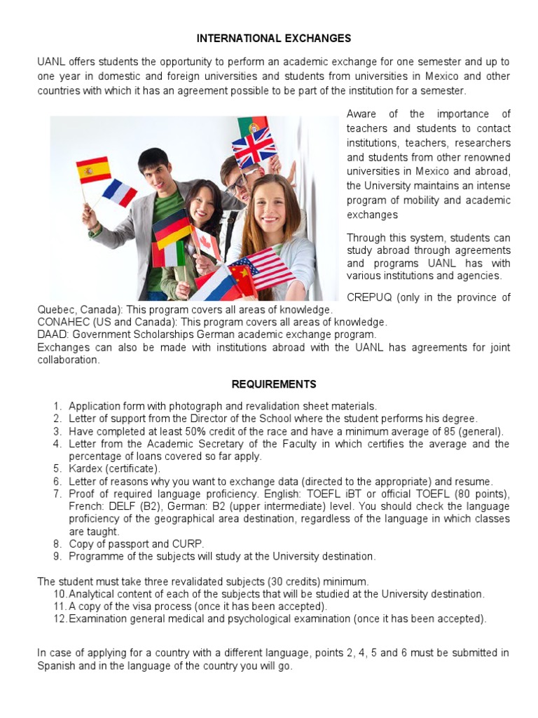 Opportunities for International Academic Exchange: Requirements and ...