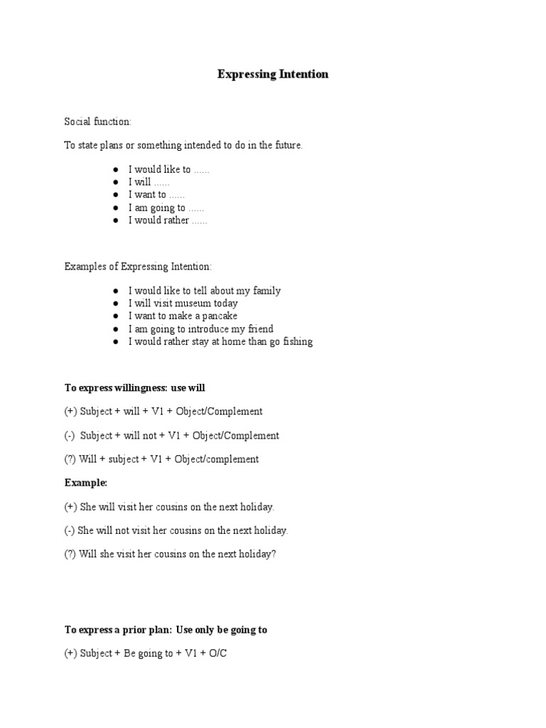 Expressing Intention Pdf
