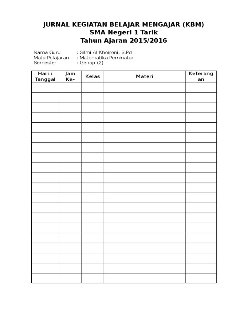 Jurnal KBM Dan Absensi | PDF