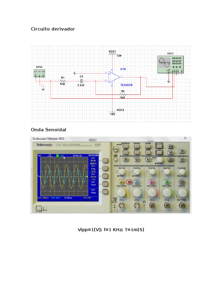 Simulacion Multisim Circuito Derivador e Integrador | PDF | Hertz | Ondas