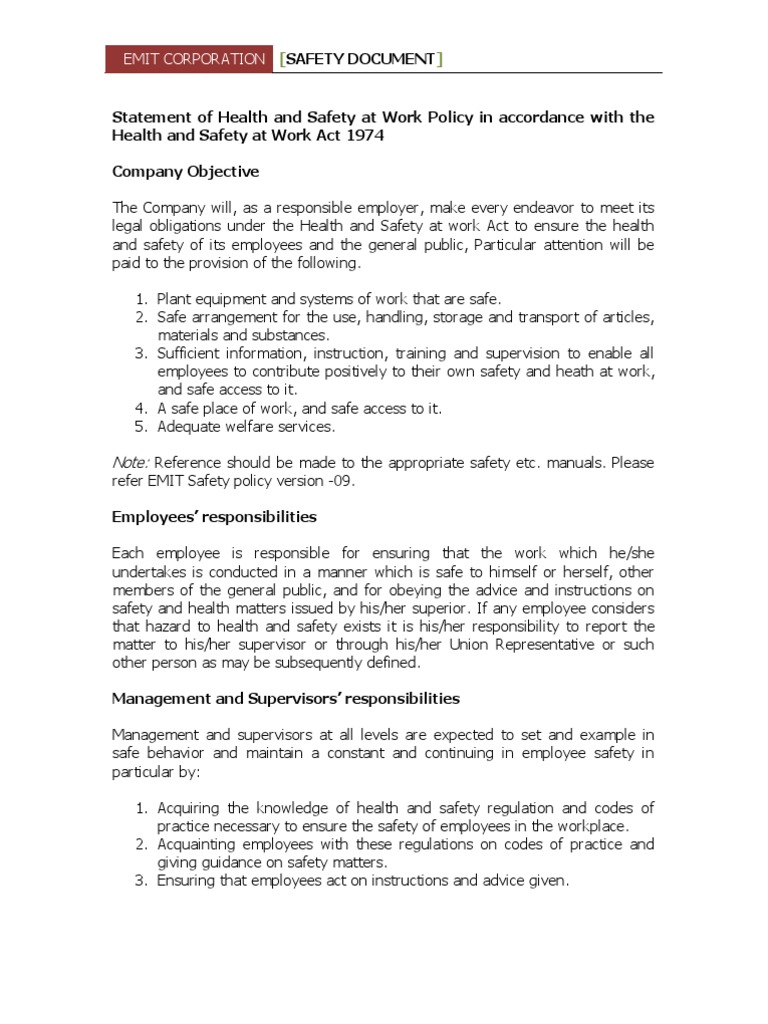Safety Document | PDF | Occupational Safety And Health | Safety