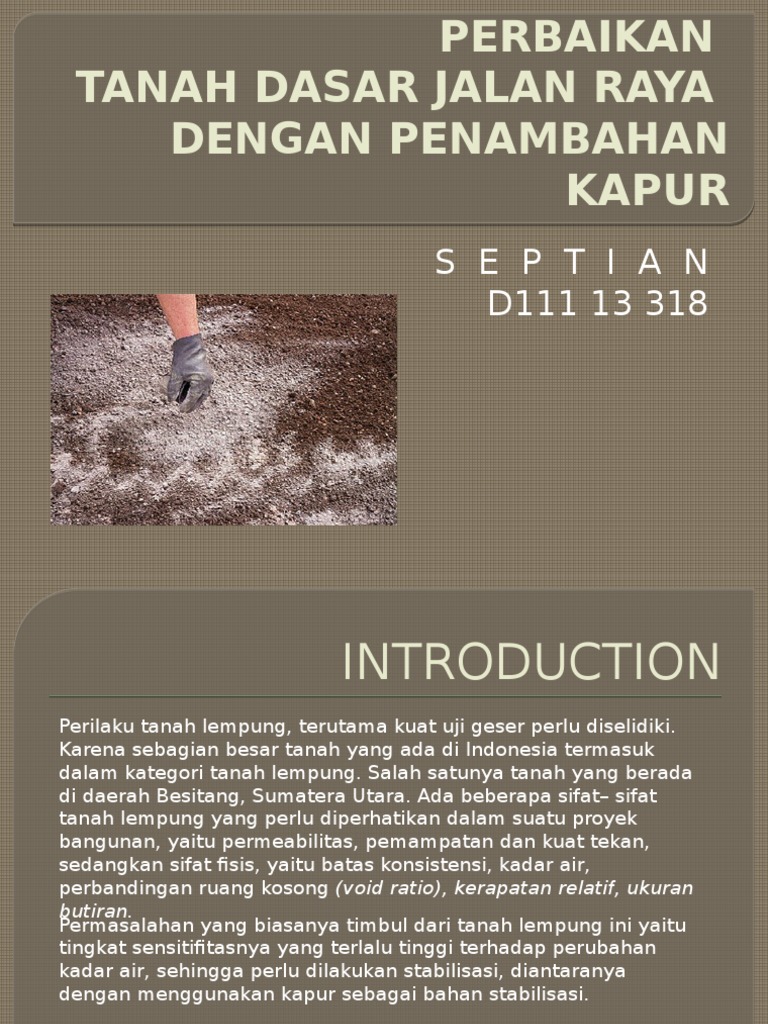 Perbaikan Tanah Dasar Jalan Raya Dengan Penambahan Kapur | PDF