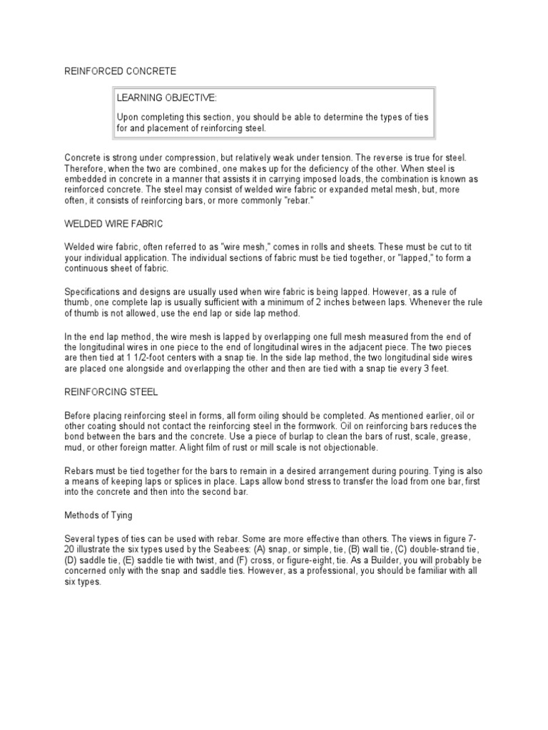 Types and Methods of Rebar Ties | PDF | Concrete | Building Materials