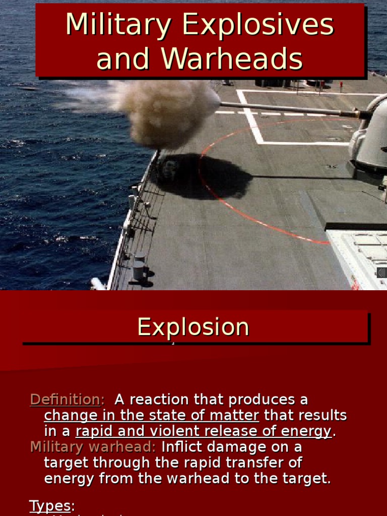 Lesson 12 - Military Explosives and Warheads | PDF | Explosive Material ...