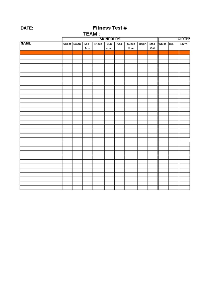 Team:: Fitness Test # | PDF | Physical Exercise | Human Body