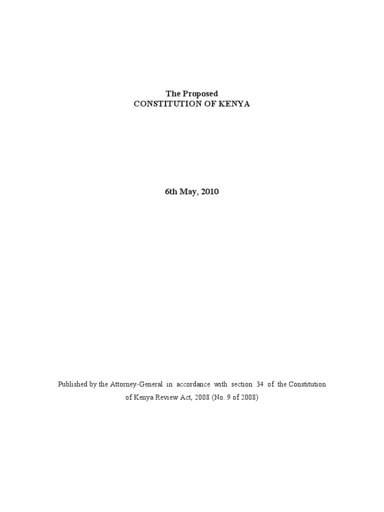 Draft - Kenyan Constitution 2010 | PDF