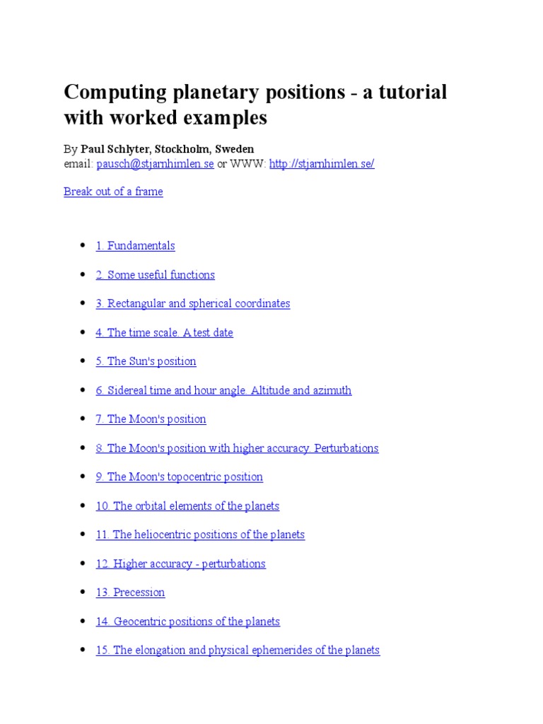 Computing Planetary Positions | PDF | Orbit | Apsis