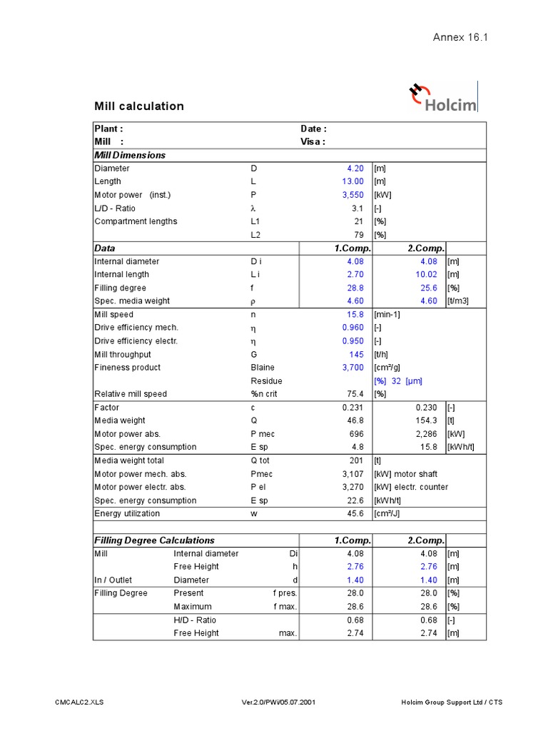 Ball Mill Filling Degree Calculations | PDF | Science & Mathematics