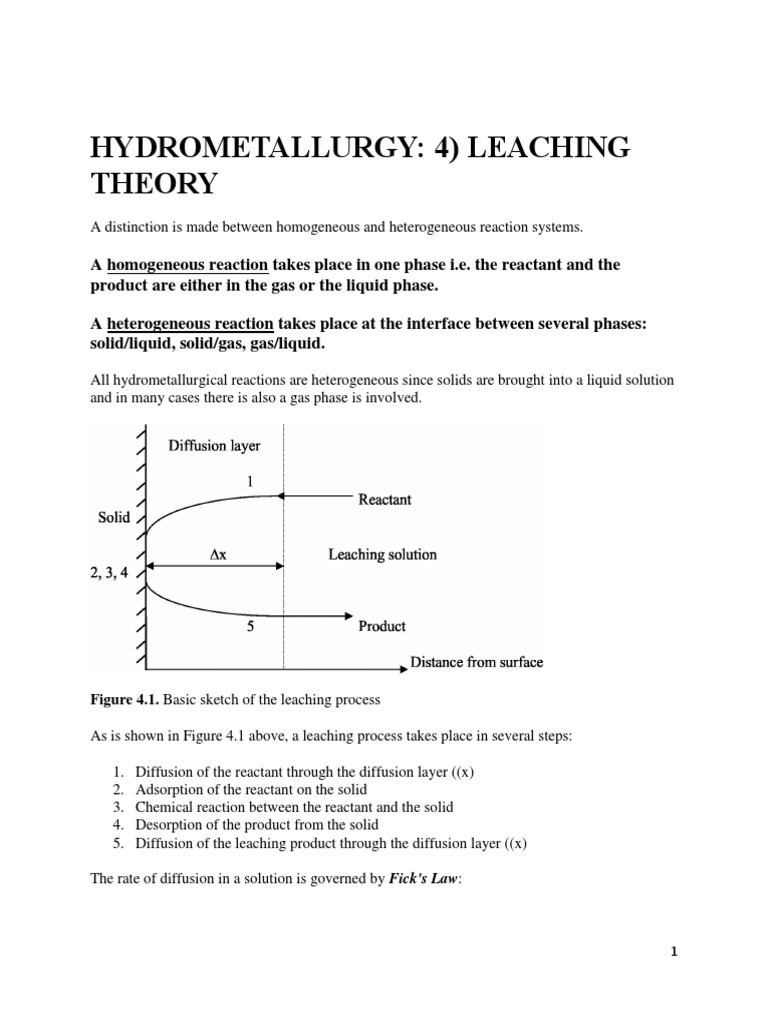 Leaching Theory | PDF | Diffusion | Chemical Kinetics