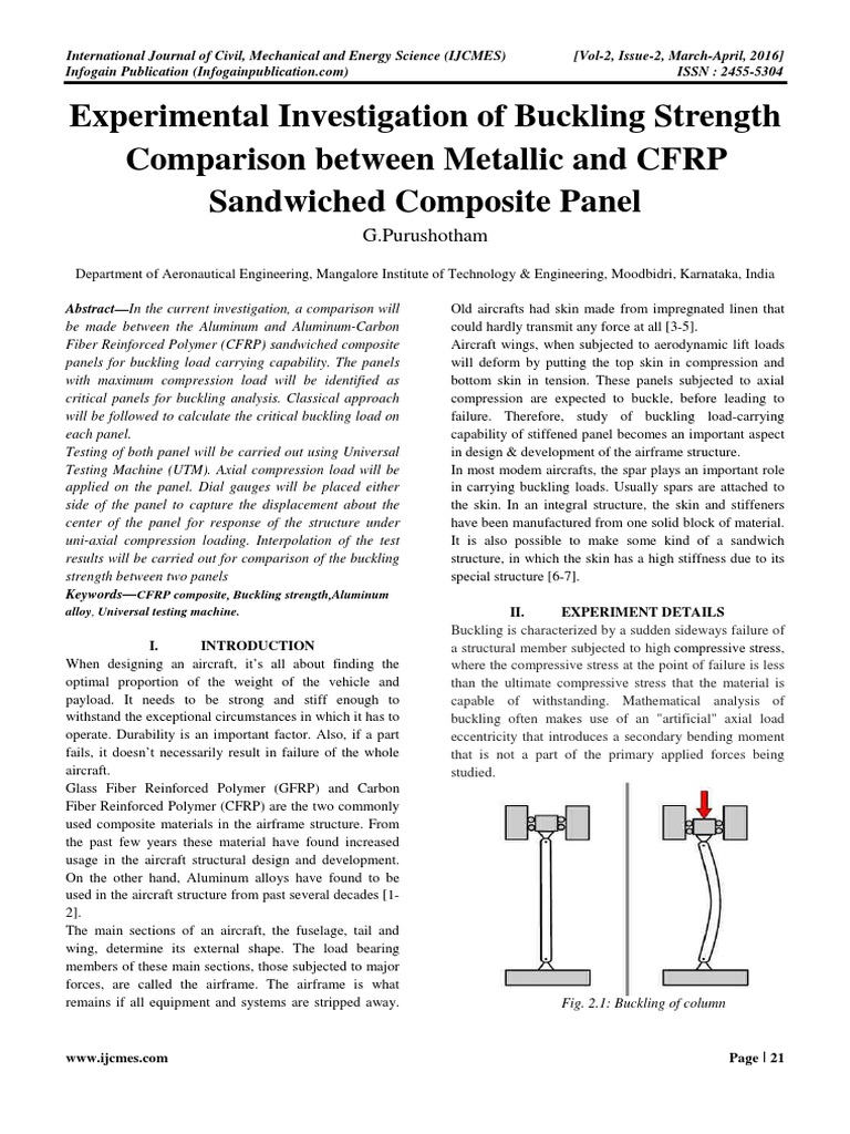 Experimental Investigation of Buckling Strength Comparison Between ... Experimental Investigation of Buckling Strength Comparison Between ...