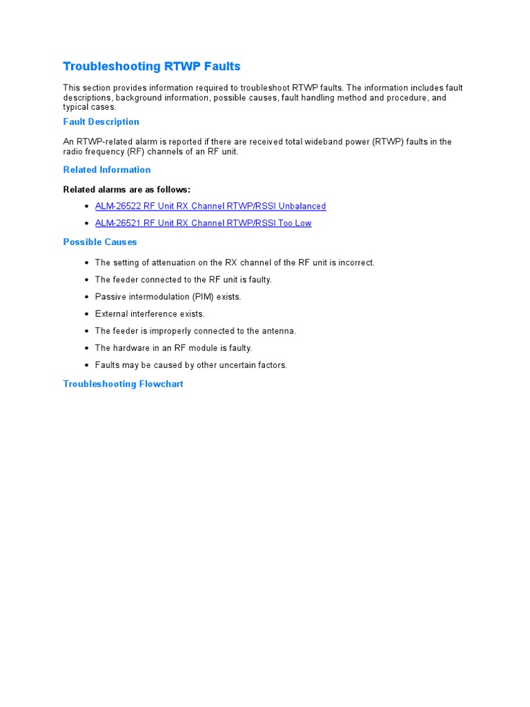 Troubleshooting RTWP Faults | PDF | Electromagnetic Interference ...