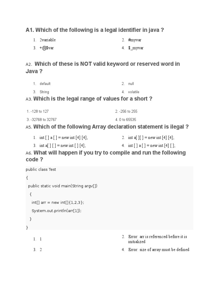 Java Test | PDF | C (Programming Language) | Java (Programming Language)