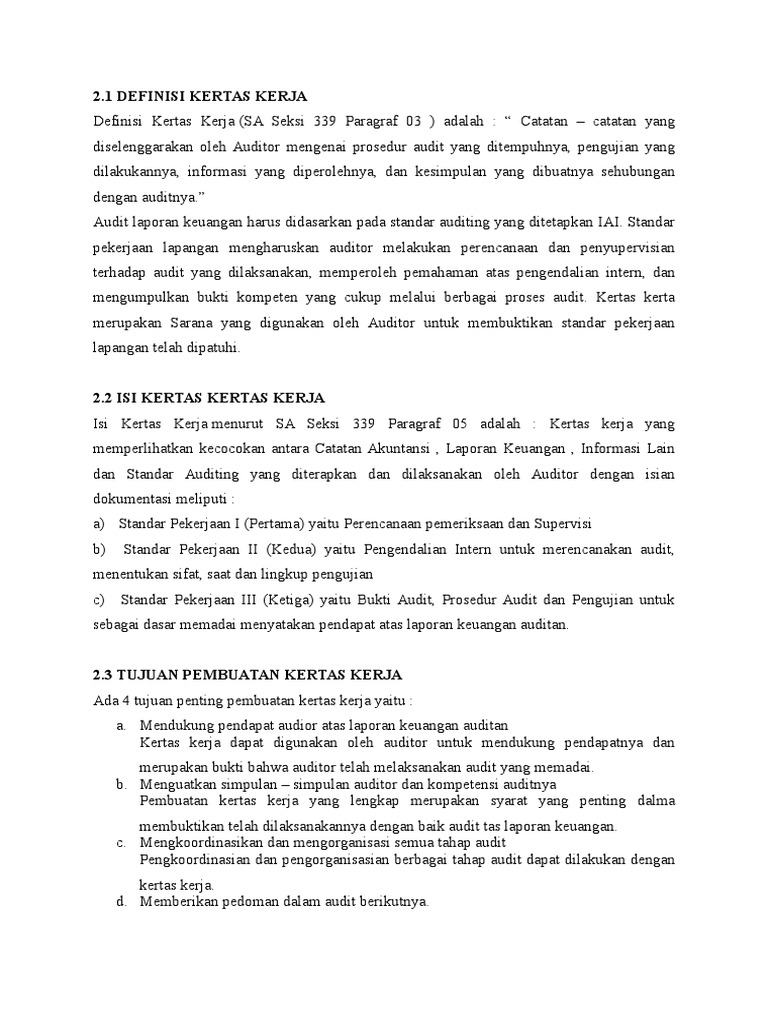 Kertas Kerja Audit | PDF