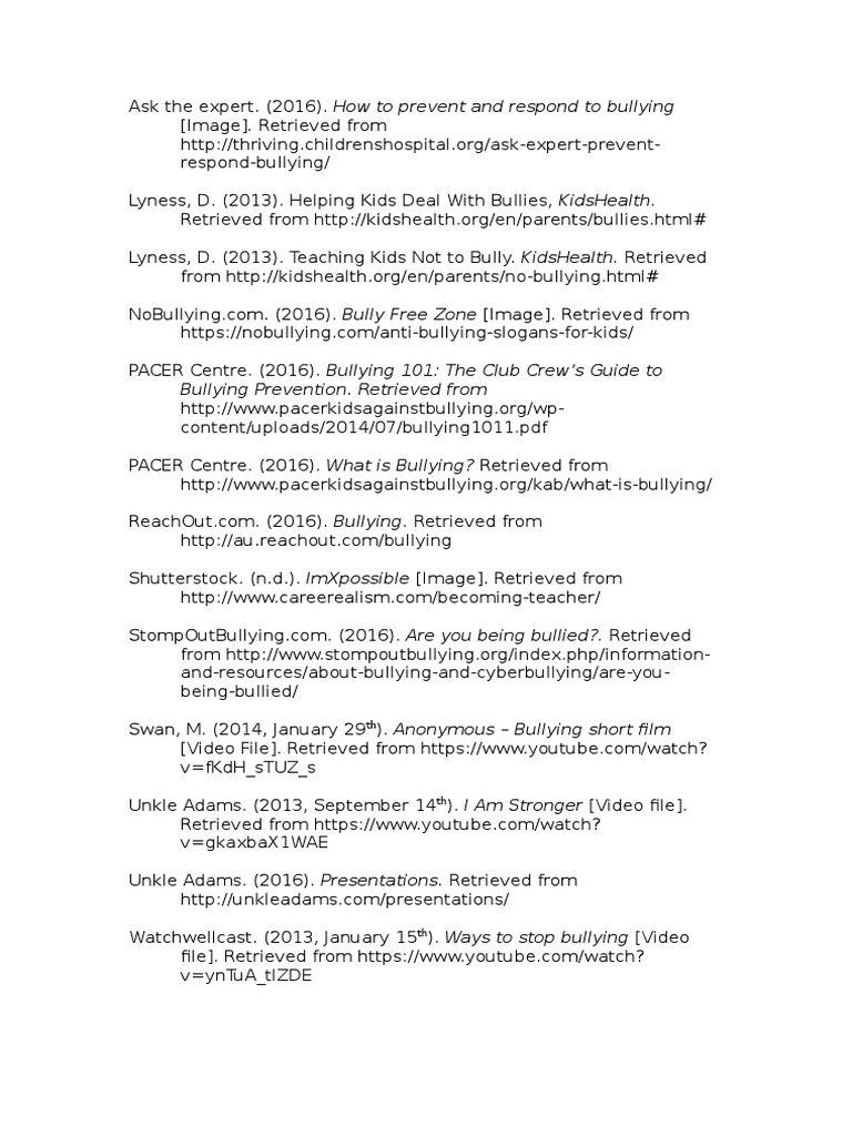 Bullying References | PDF
