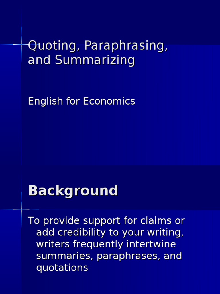 Quoting, Paraphrasing, and Summarizing Guide | PDF